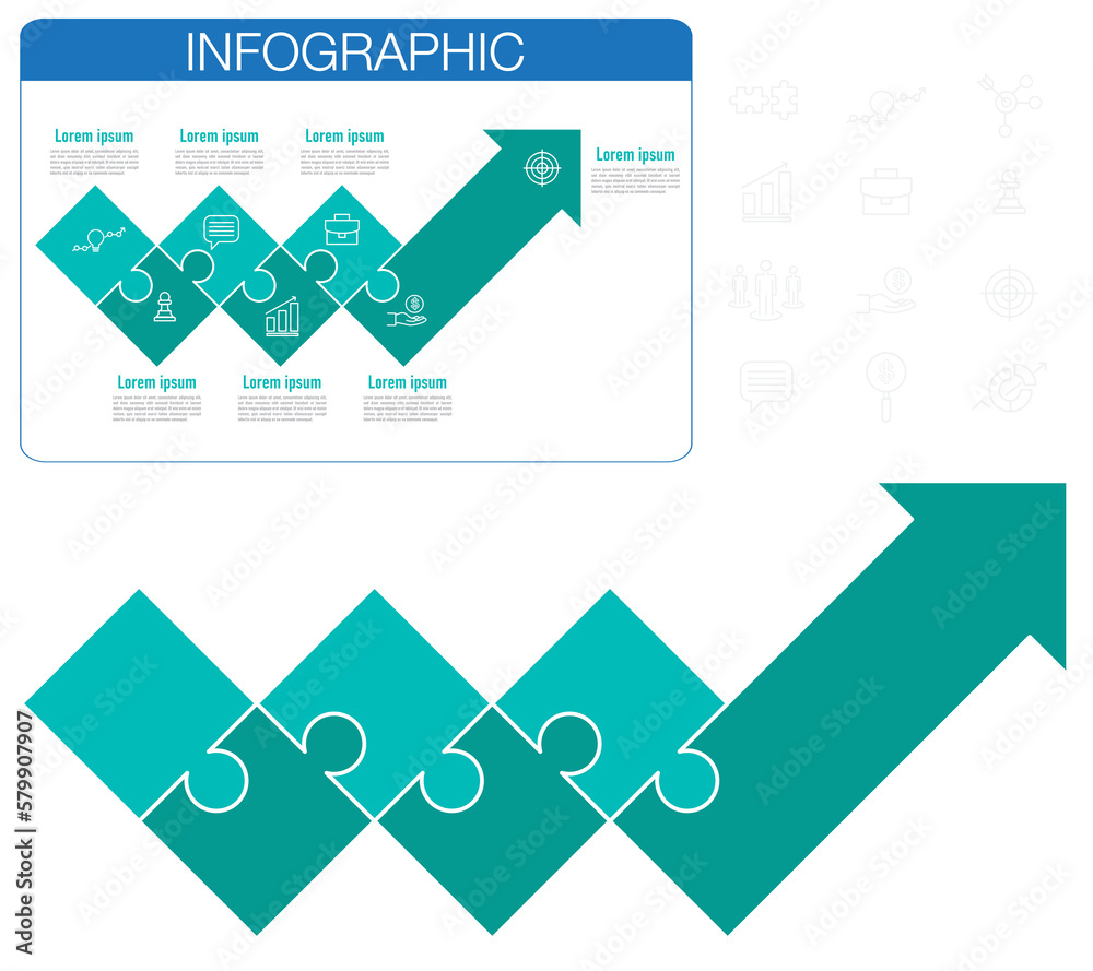 Vector Jigsaw puzzle Template Modern Style Infographic Stock Vector ...