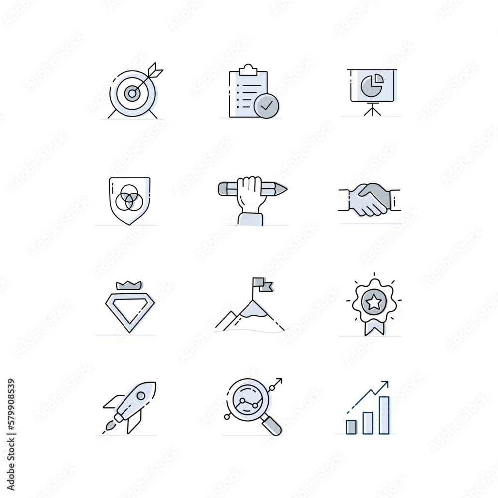 Стоковий вектор Core values icon set. The modern symbol of company core ...