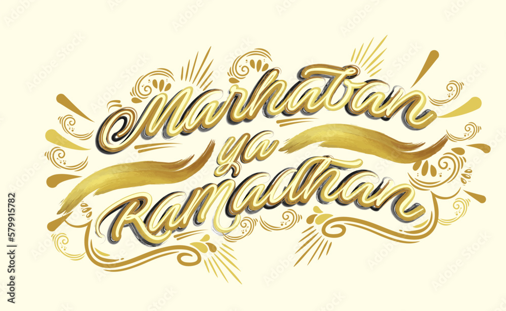 Marhaban Ya Ramadhan lettering calligraphy and Welcome Ramazan, Muslim ...