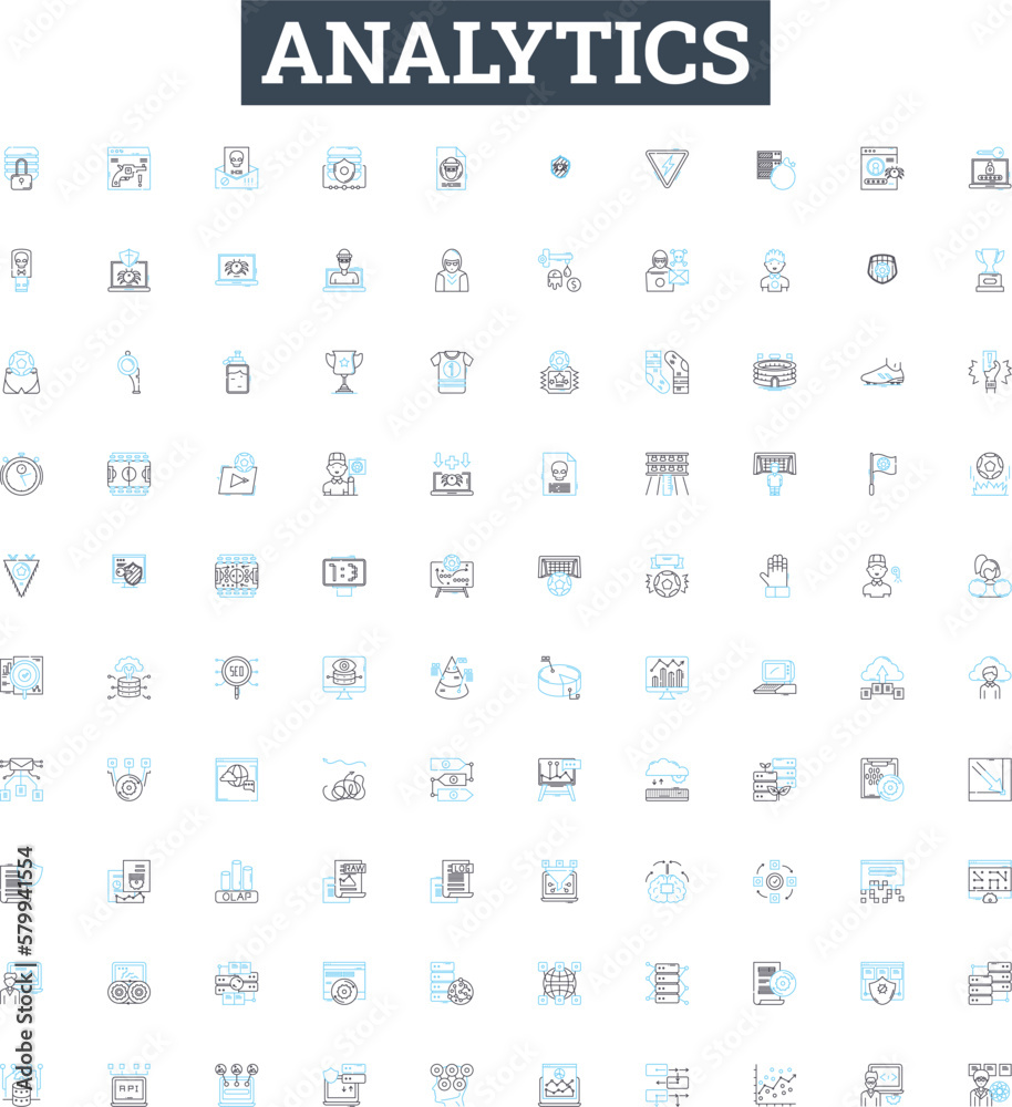 Analytics vector line icons set. Analytics, Measurement, Reporting ...
