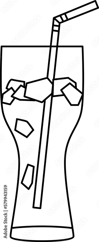 Illustration Stock Black soda in transparent glass outline contour ...