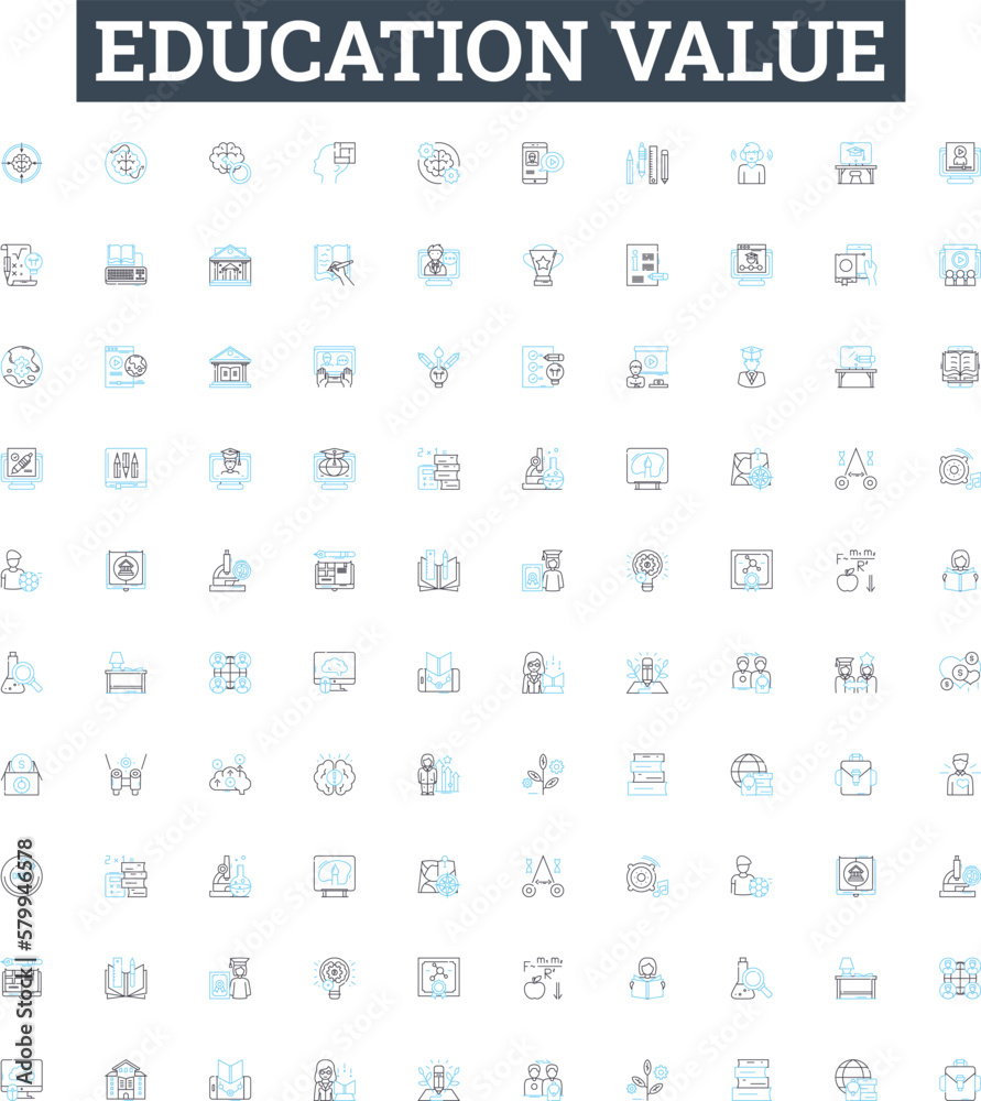 Education value vector line icons set. seperationLearning, Knowledge ...