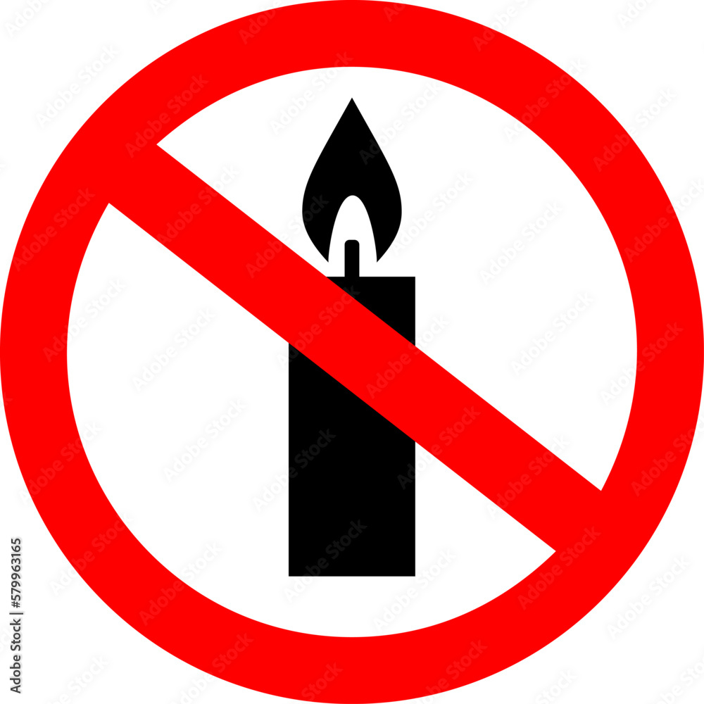 No candles allowed security sign Stock Vector | Adobe Stock
