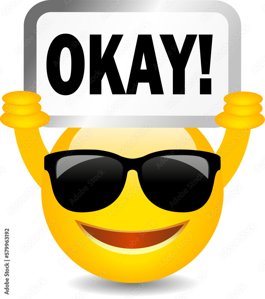 Happy smiling emoji with Okay sign, vector cartoon Stock Vector | Adobe ...