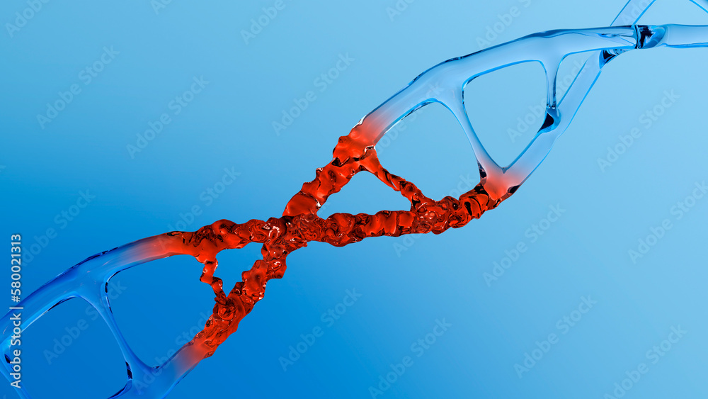 Illustration Stock human dna structure with glass helix destroyed ...