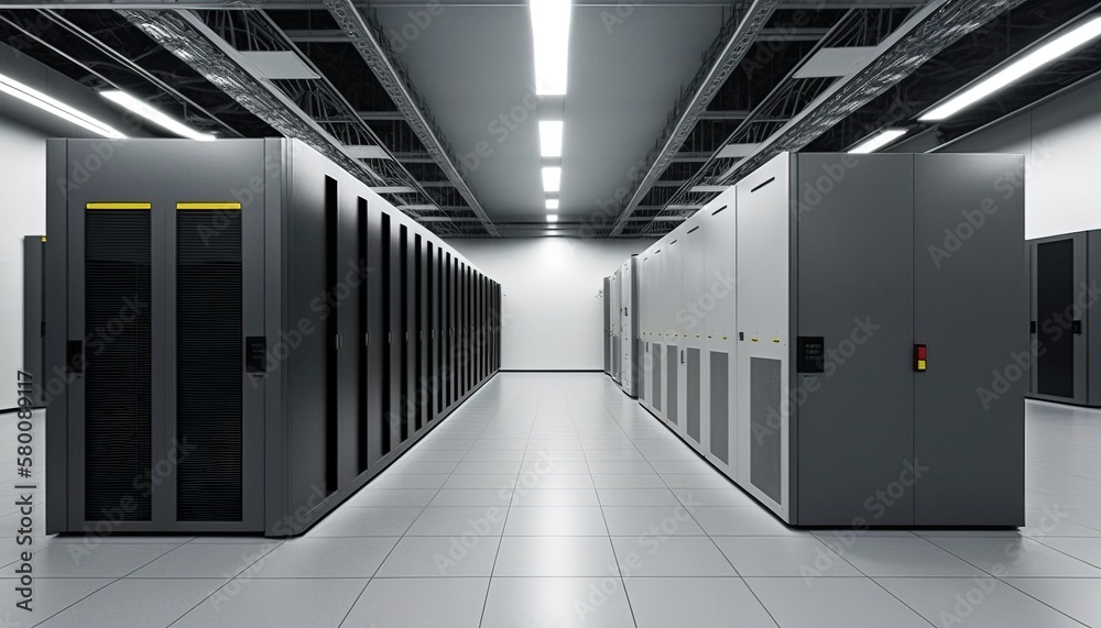 Data center ware house, indoor view, server room, network operations ...