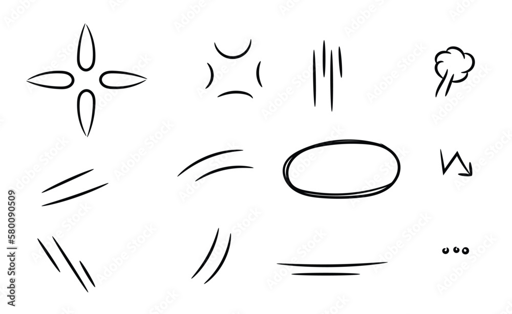 Vector set of hand-drawn cute cartoony expression sign doodle line ...