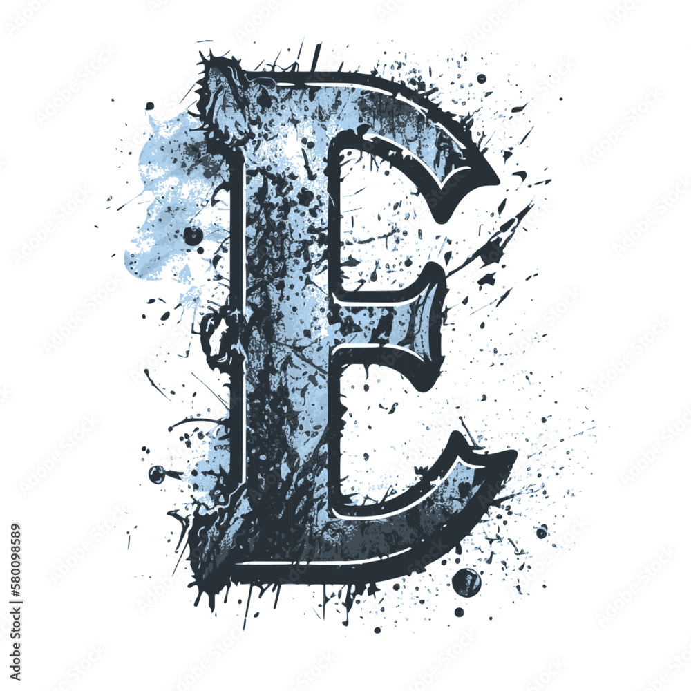 Stock-Vektorgrafik „Letter E, Vintage Logo Icon in 3D, Paint and Brush ...