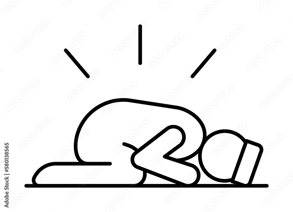 Sujud posture, prayer icon. Simple line, outline religion icons for ui ...