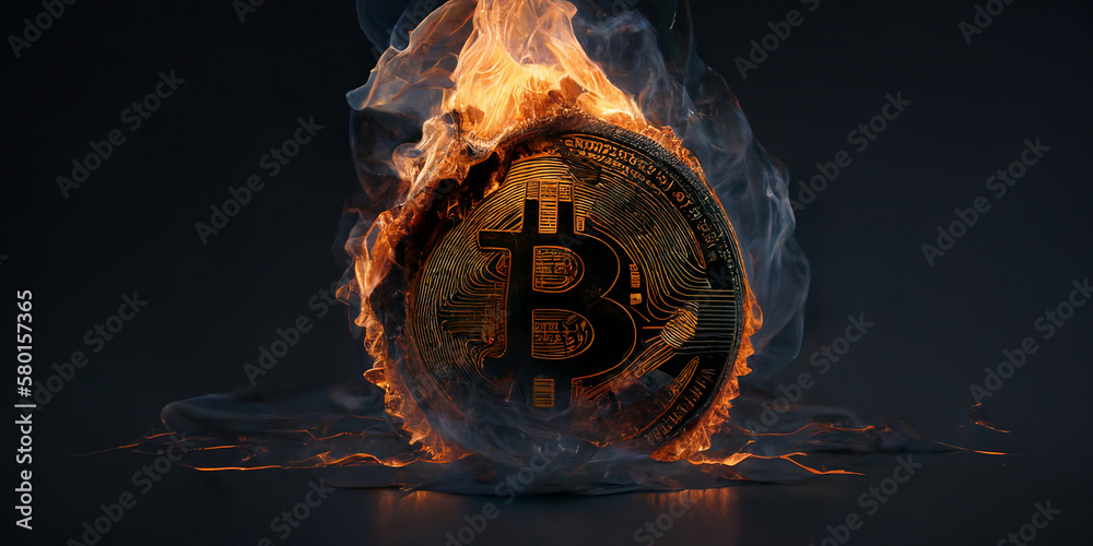 On fire bitcoin wallpaper Stock Illustration | Adobe Stock