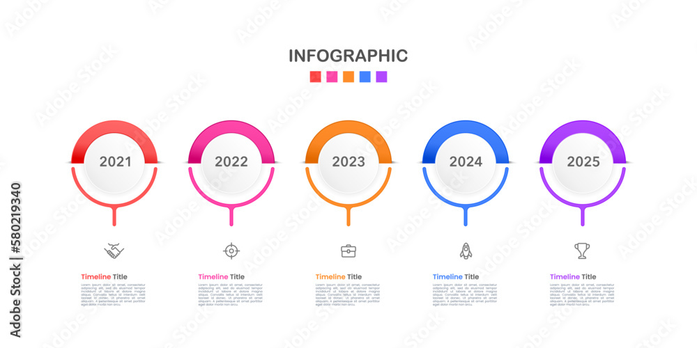 Infographic semicircle timeline business 5 years. The report ...