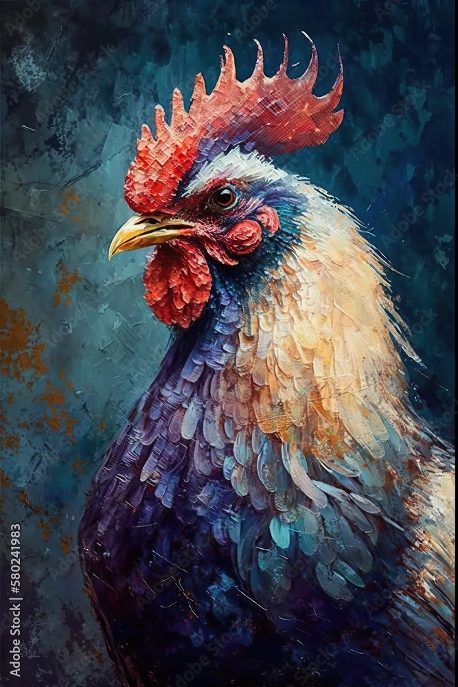 Hen, farm animal, chicken oil painting (Ai generated) Stock ...