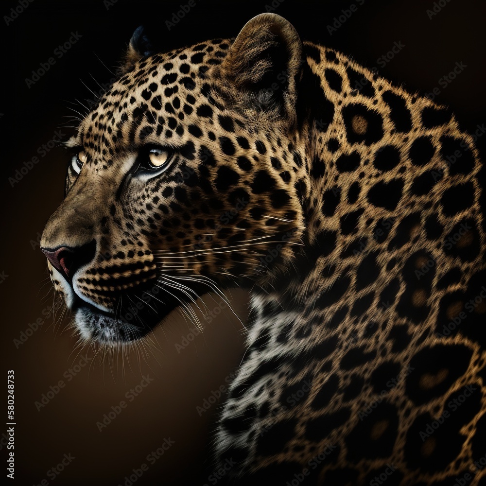 Stock-Illustration „Beautiful leopard portrait. Wild cat. Printable ...