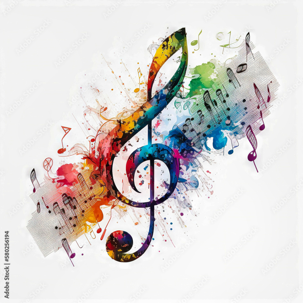 Music graphite poster, treble clef and notes. Background, wallpaper ...