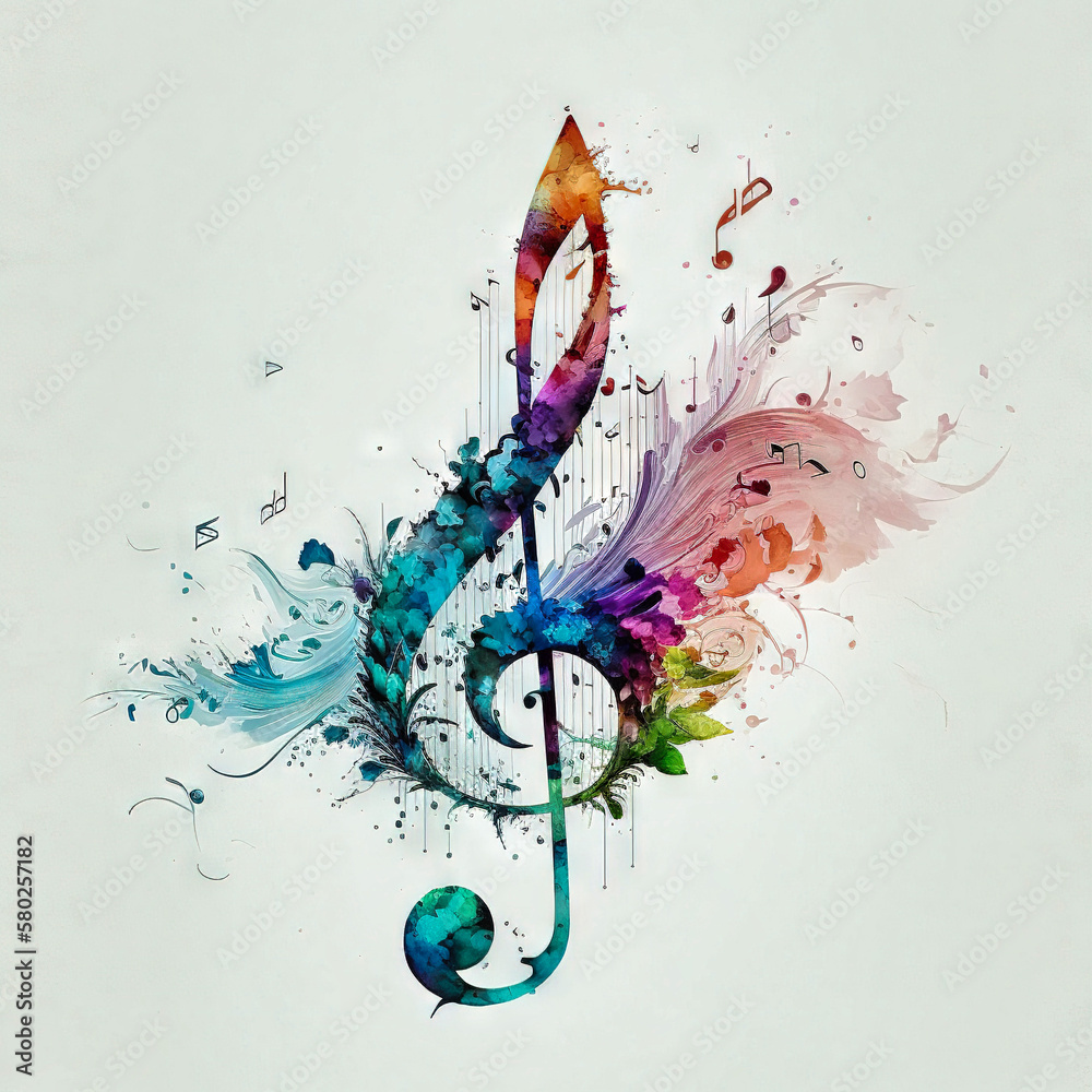 Music graphite poster, treble clef and notes. Background, wallpaper ...