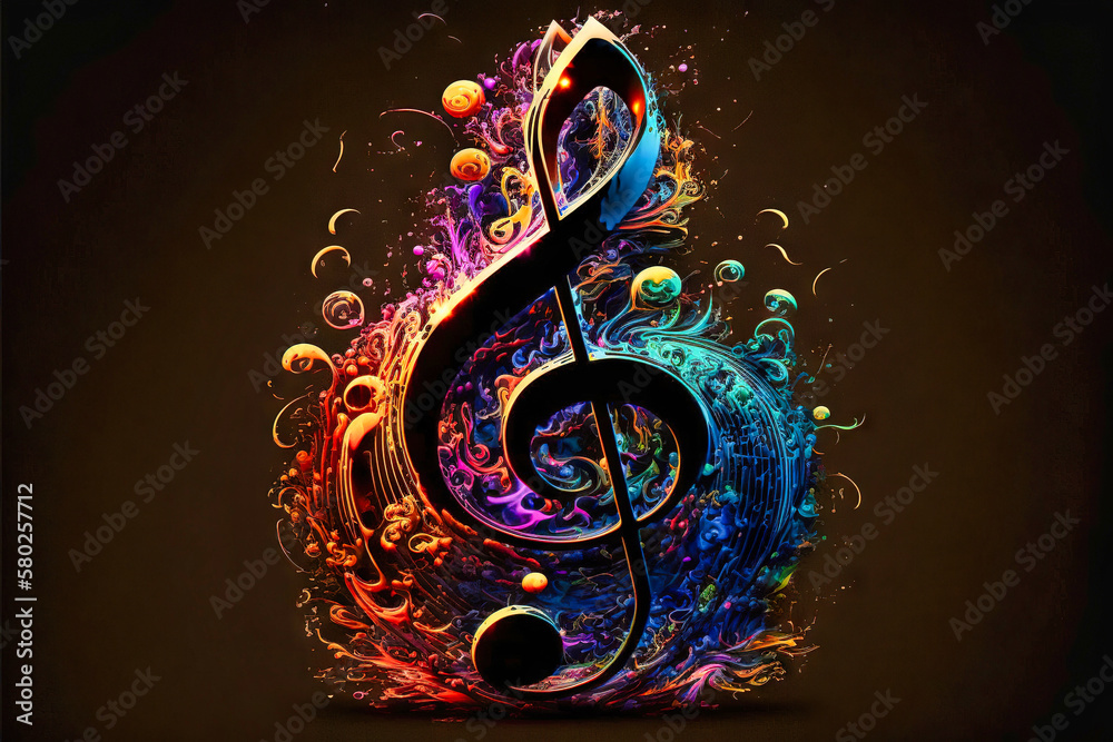 Music graphite poster, treble clef and notes. background, wallpaper ...