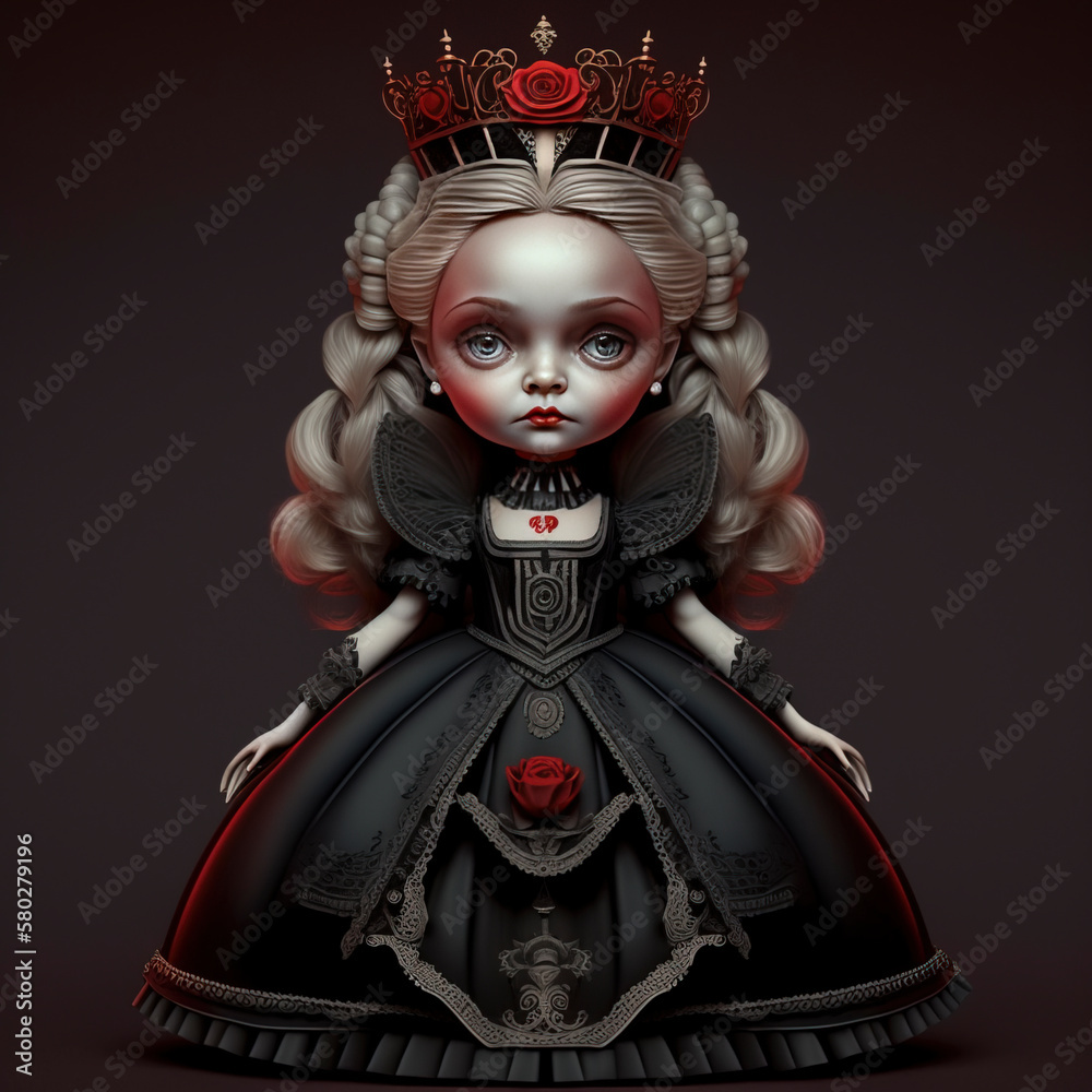 Queen. Cute princess goth goddess Chibi girl with big eyes that looks ...