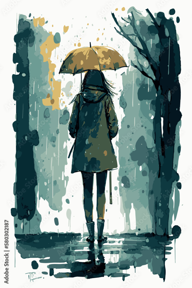Woman In The Rain Sad