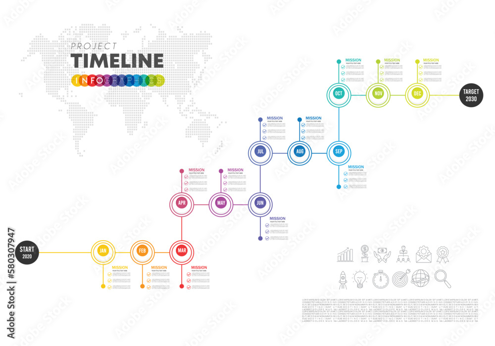 infographic Project timeline graph for 12 months modern diagram ...