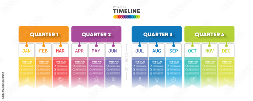 infographic Project timeline graph for 12 months modern diagram ...