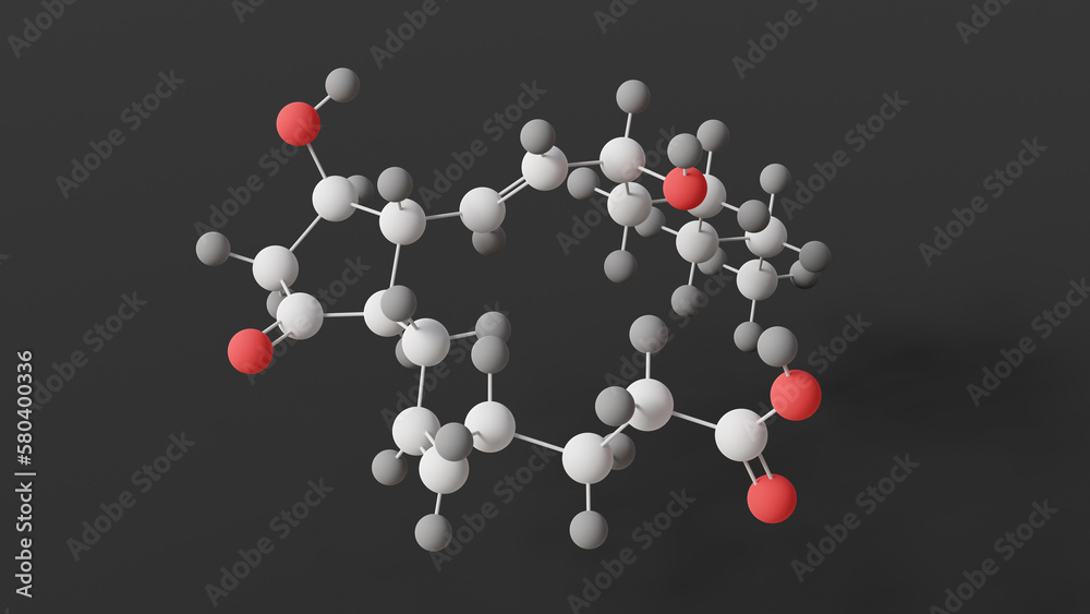 prostaglandin e2 molecule, molecular structure, oxytocides, ball and ...