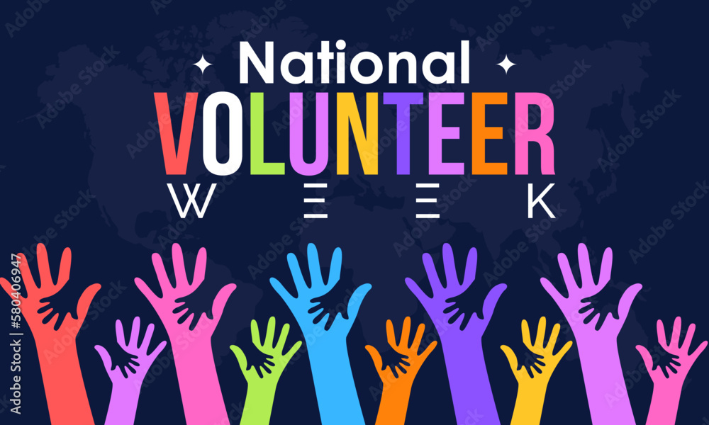 National Volunteer week. volunteers communities awareness concept banner design with focused in ...