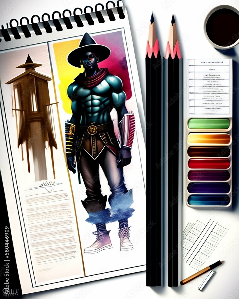 Trozos de color , cuaderno de bocetos , dibujado a mano , oscuro , arenoso , boceto realista ...