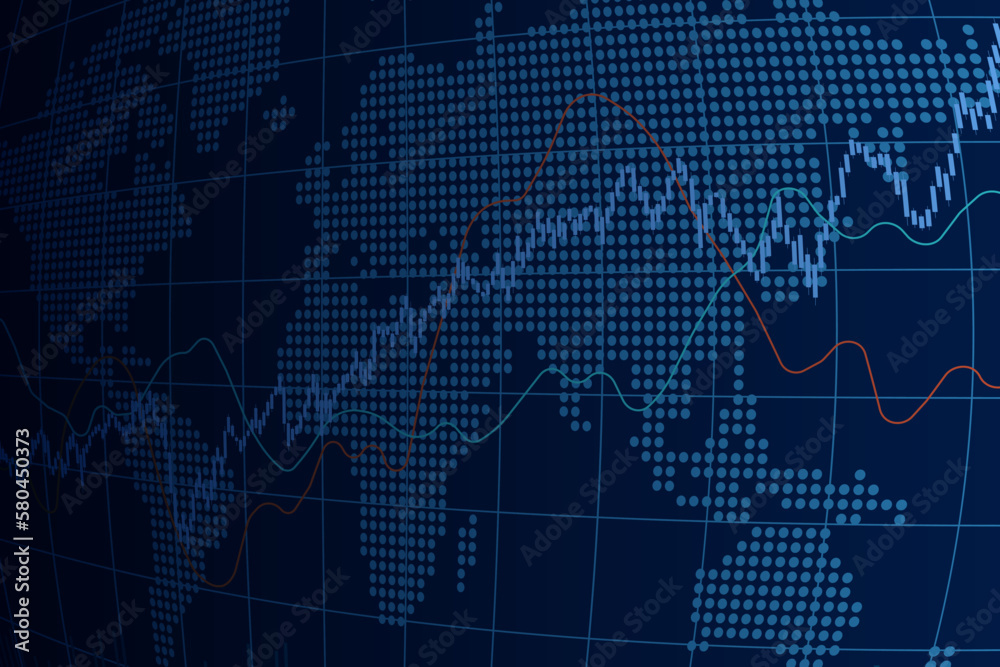 Candlestick chart, line graph and bar chart. World stock market index graph Stock Vector | Adobe ...