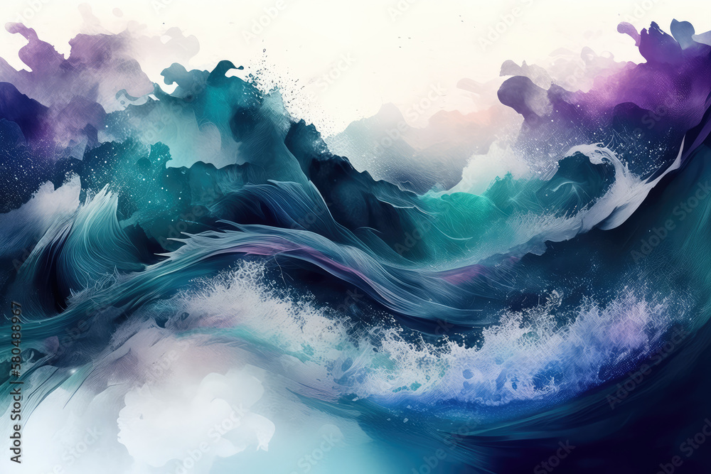 Abstract watercolor waves in a cool color palette, perfect for creating ...