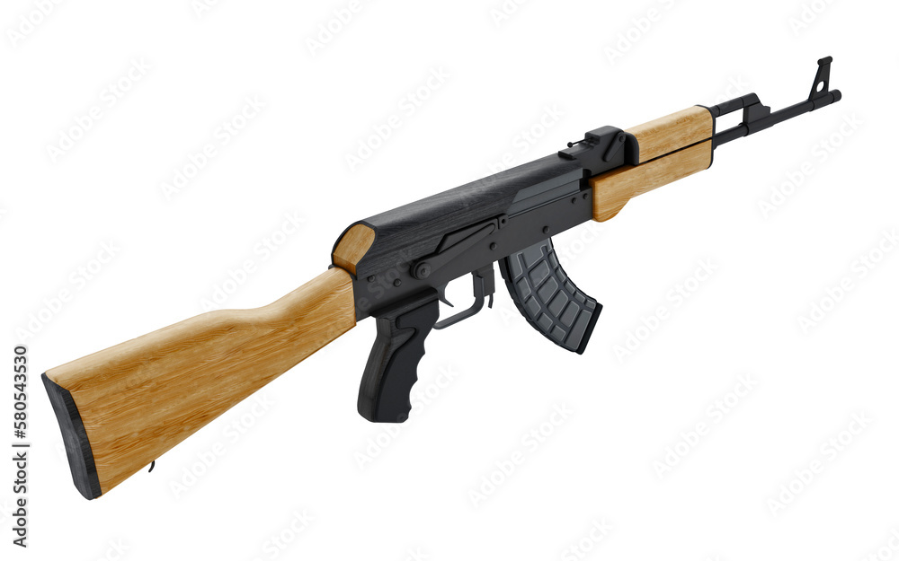 Automatic rifle isolated on transparent background. 3D illustration ...