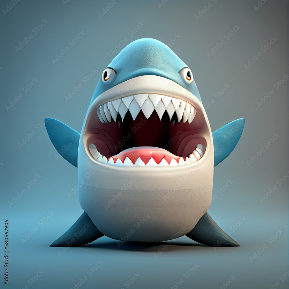 Angry Shark Cartoon Charactor Stock Illustration | Adobe Stock
