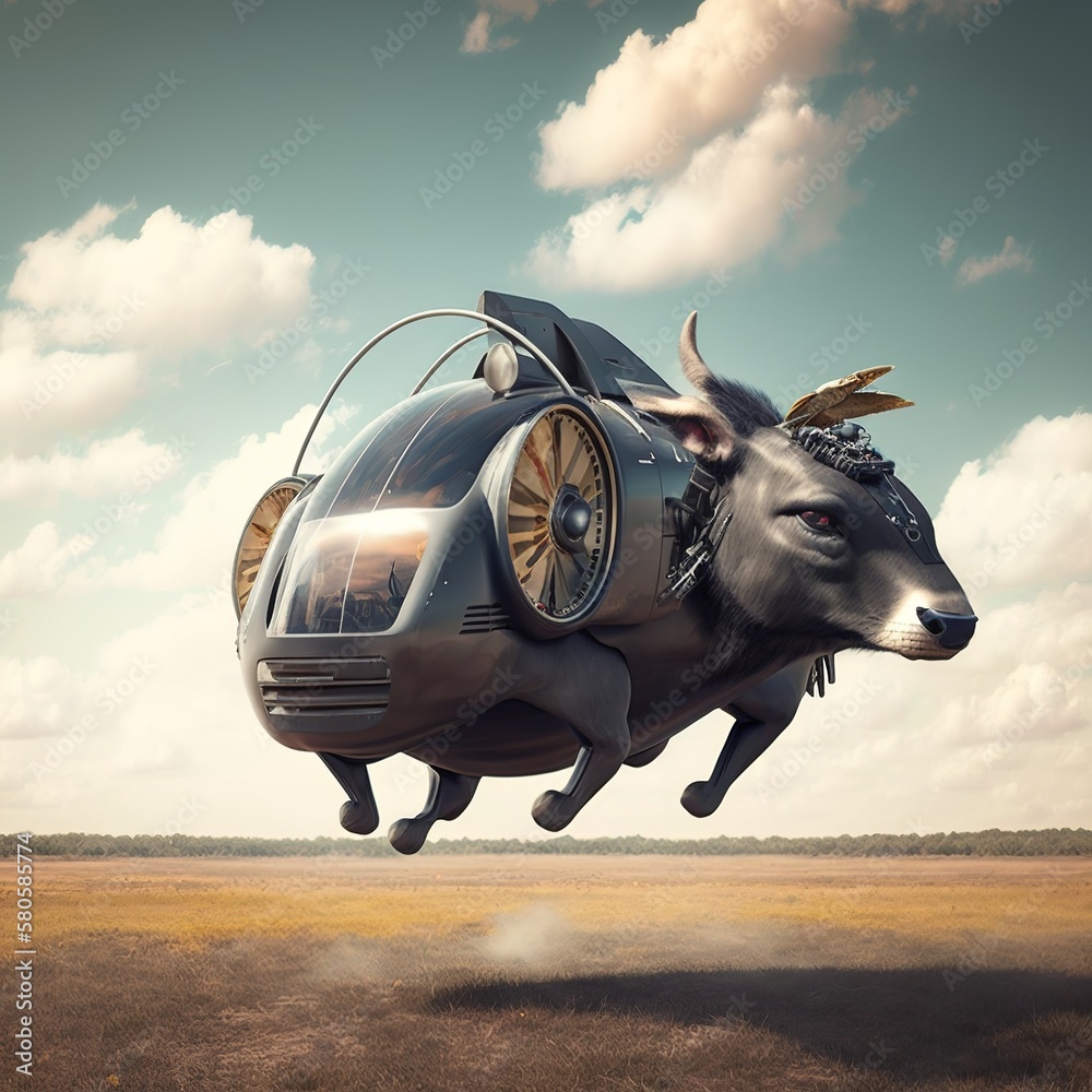 flying car future concept with driving animal fantasy aircraft ...