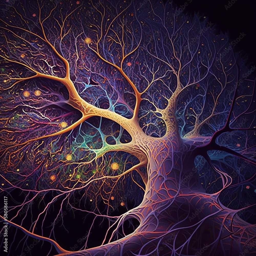 neural network human head modern connection human brain technology tree ...