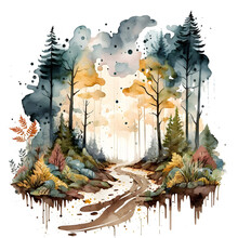 Forest Path Path Forest Watercolor Free Stock Photo - Public Domain ...