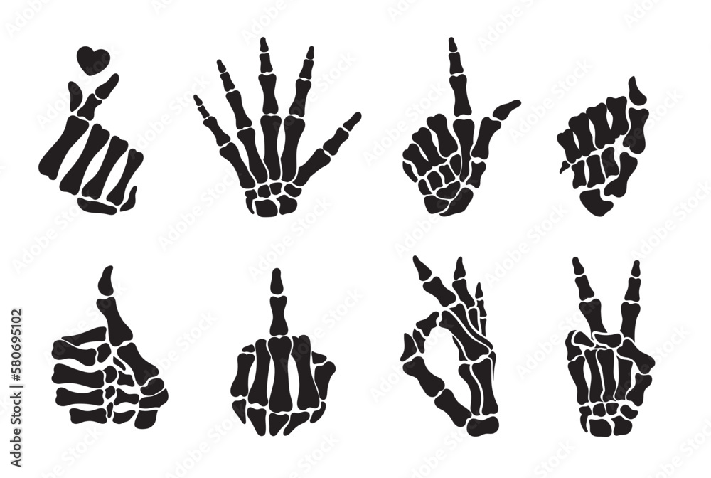 Skeleton hand gestures set Stock Vector | Adobe Stock