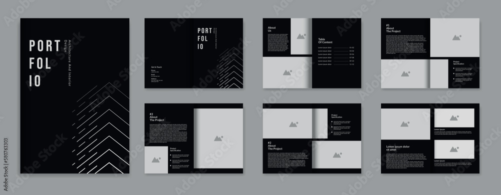 Architecture portfolio design template, architectural portfolio layout ...