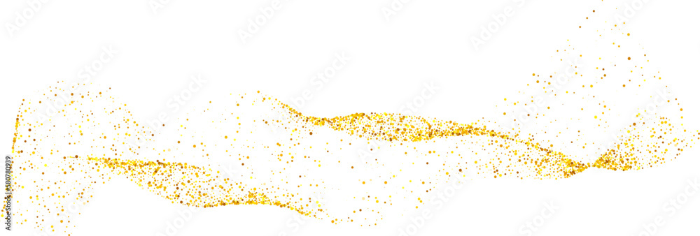 Gold glitter abstract stroke wave swash shiny shape. Luxury element ...
