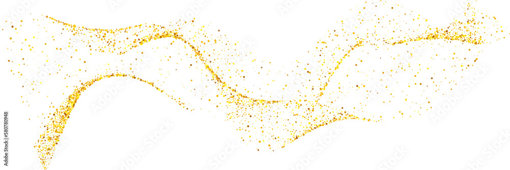 Gold glitter abstract stroke wave swash shiny shape. Luxury ...
