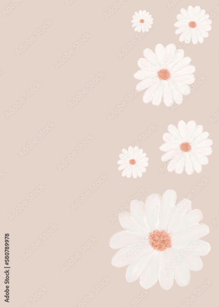 Modern Daisy Template with beige background for greeting cards, signs ...