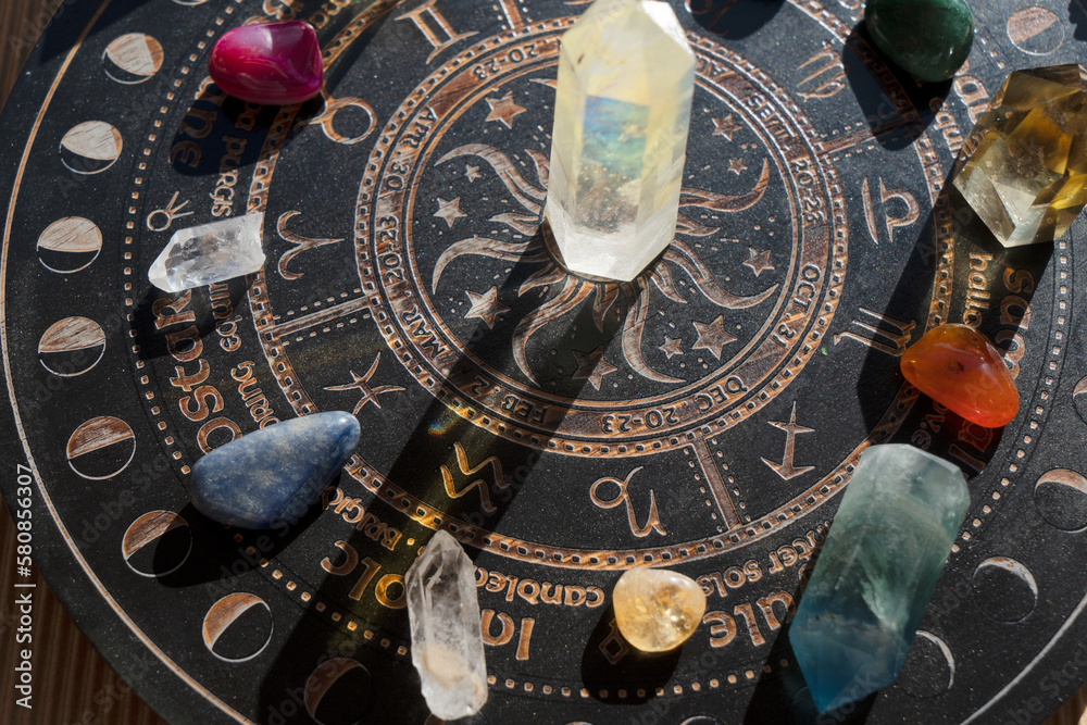 Gemstones minerals obelisks row over astrologic chart. Magic healing ...