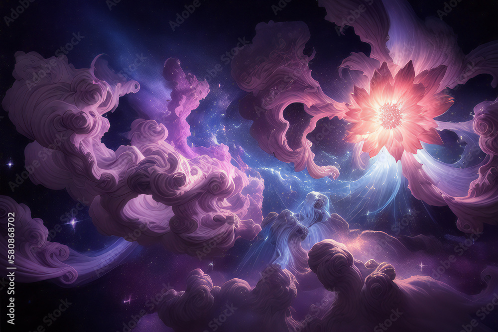 clouds in space background with nebula and stars, environment map. HDRI ...