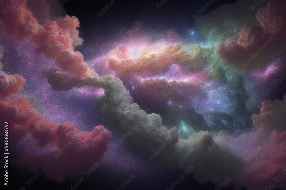 clouds in space background with nebula and stars, environment map. HDRI ...