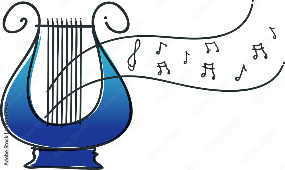 Modern linear thin flat design. The stylized image of lyre logo ...