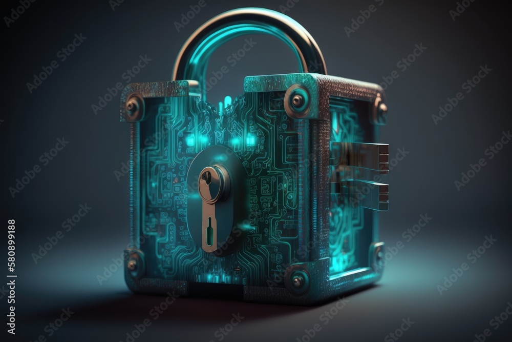 Cyber Security Lock on Digital Screen Data Protection Business ...