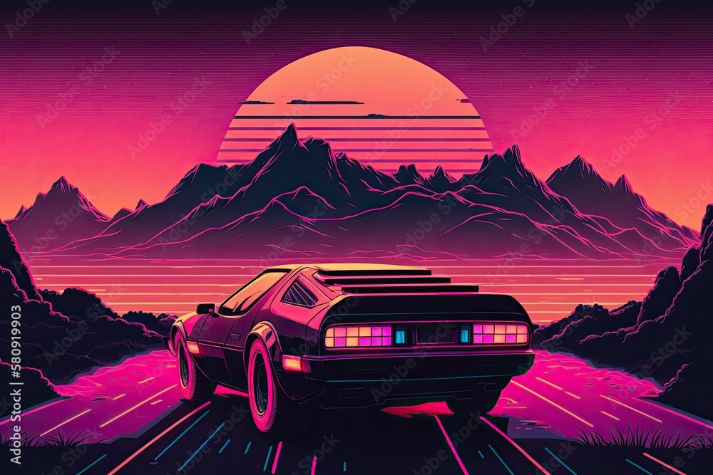 Background illustration Inspired by synthwave, retrowave, and the 80s ...