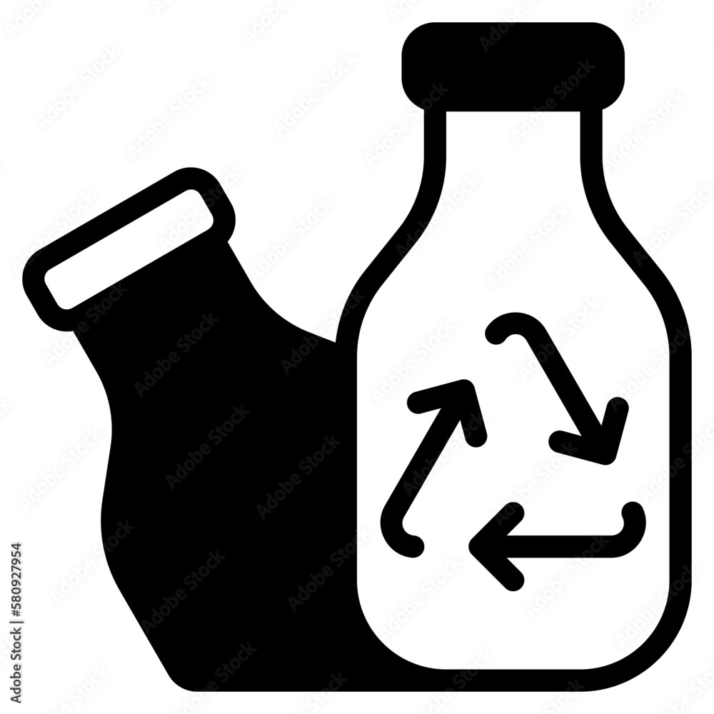 recycle bottle icon with solid line style and 64 px base. Suitable for ...