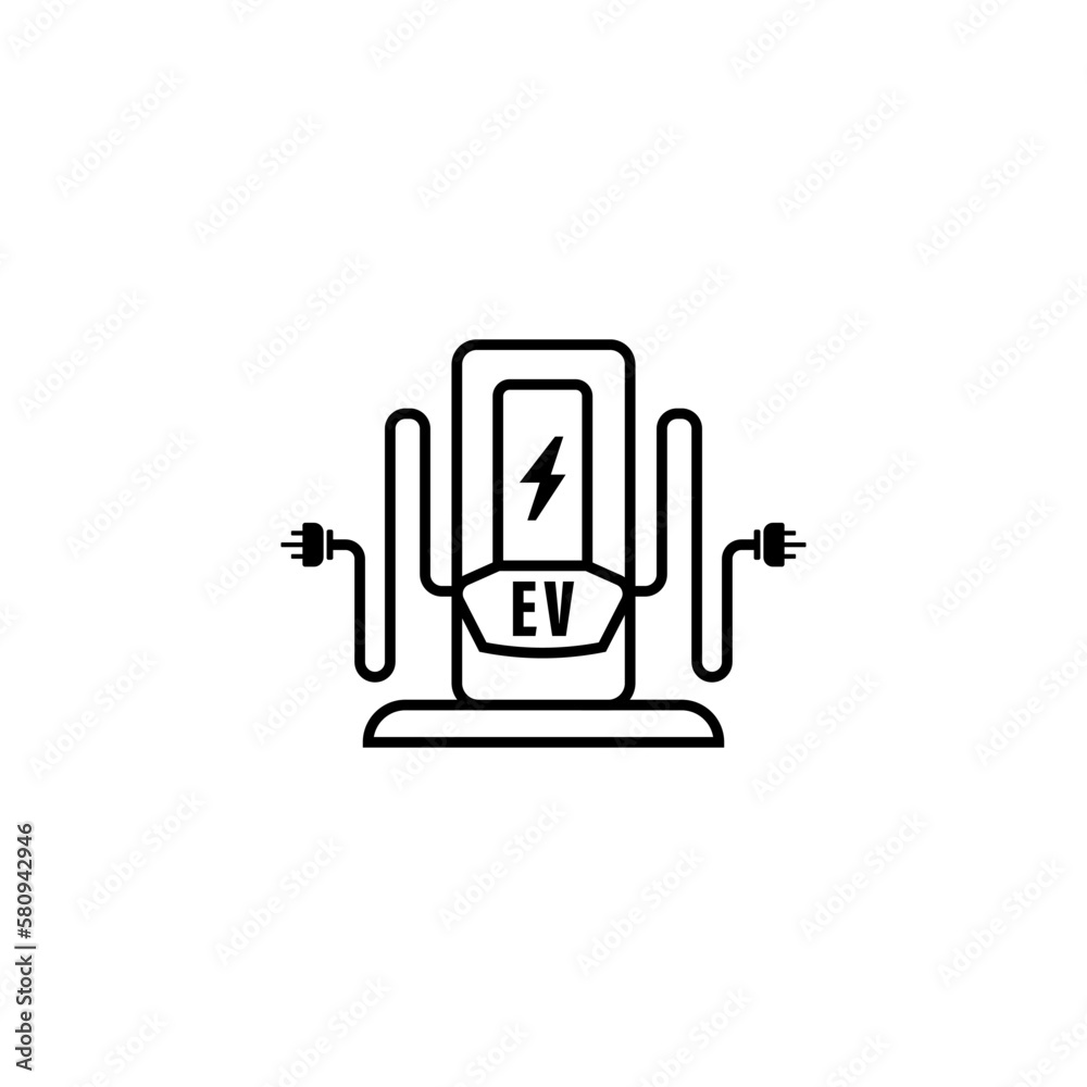 outline EV charging station sign logo design vector ideas with modern ...