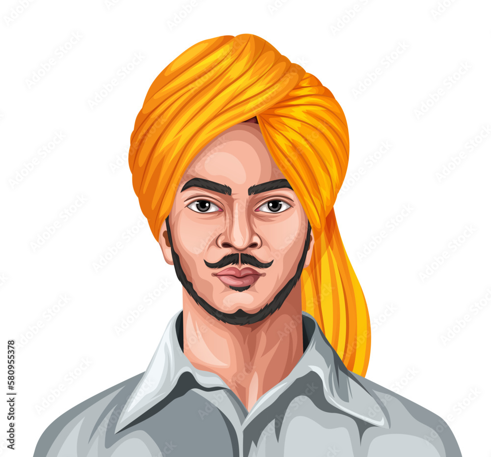 Vector illustration of Indian Nation Hero and Freedom Fighter Bhagat ...