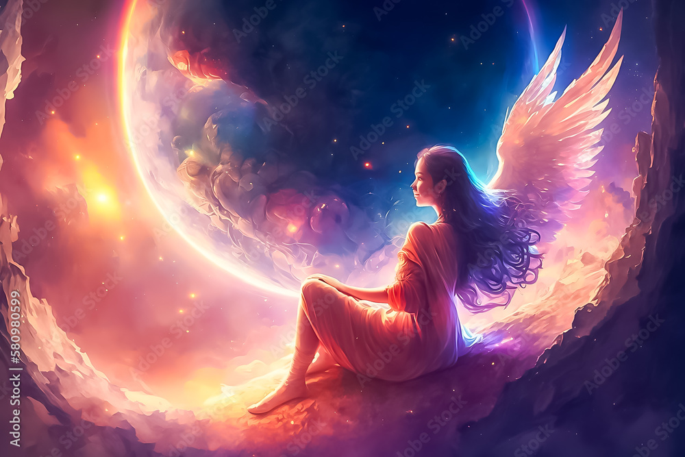 Illustration Stock Asian girl angel is believed to have supernatural ...