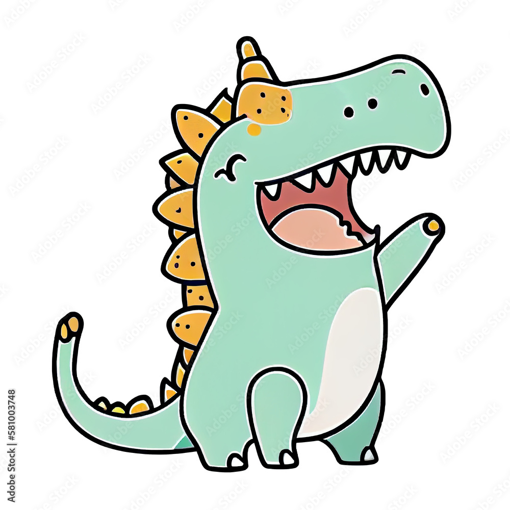 Funny cute dinosaur kawaii cartoon character illustration transparent ...